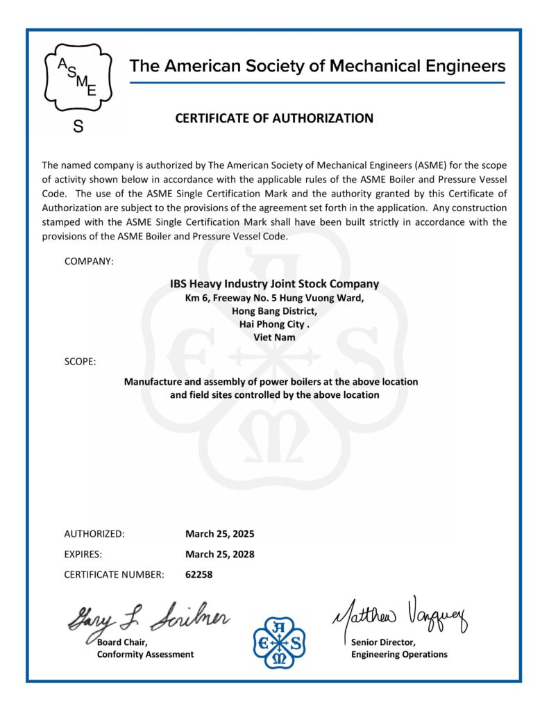ASME Certification – IBS HEAVY INDUSTRY